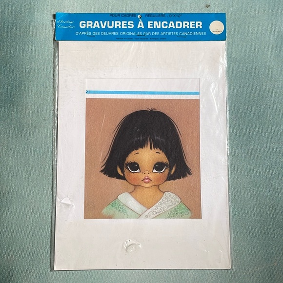 Vintage | Art | Vintage 7s Big Eyed Children Art Prints Jewish Girl ...